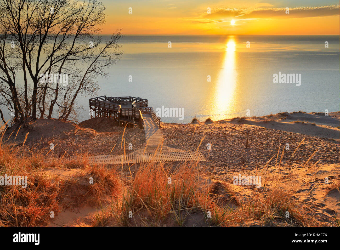 Sunset, Lake MIchigan Overlook, Pierce Stocking Scenic Drive, Sleeping Bear Dunes National ...