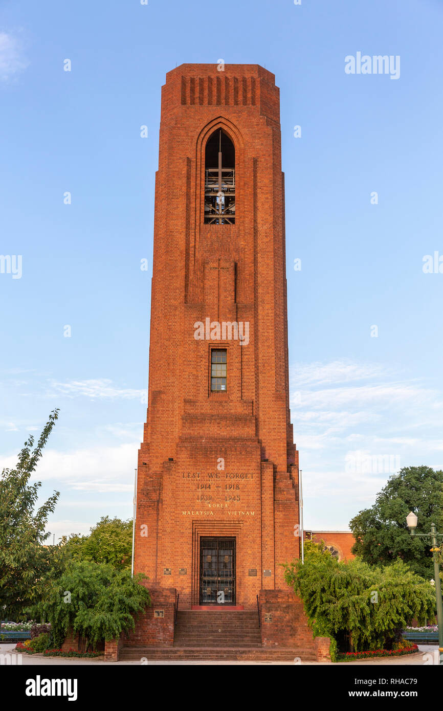 War memorial carillon in Bathurst city centre, built in 1933 to ...