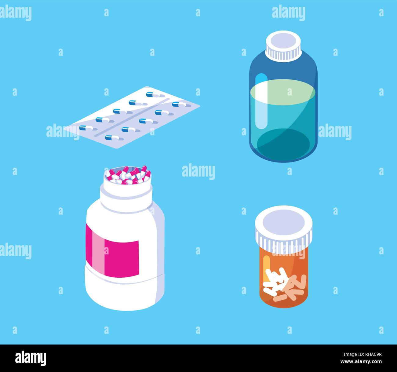 set of medicines treatments icons vector illustration design Stock ...