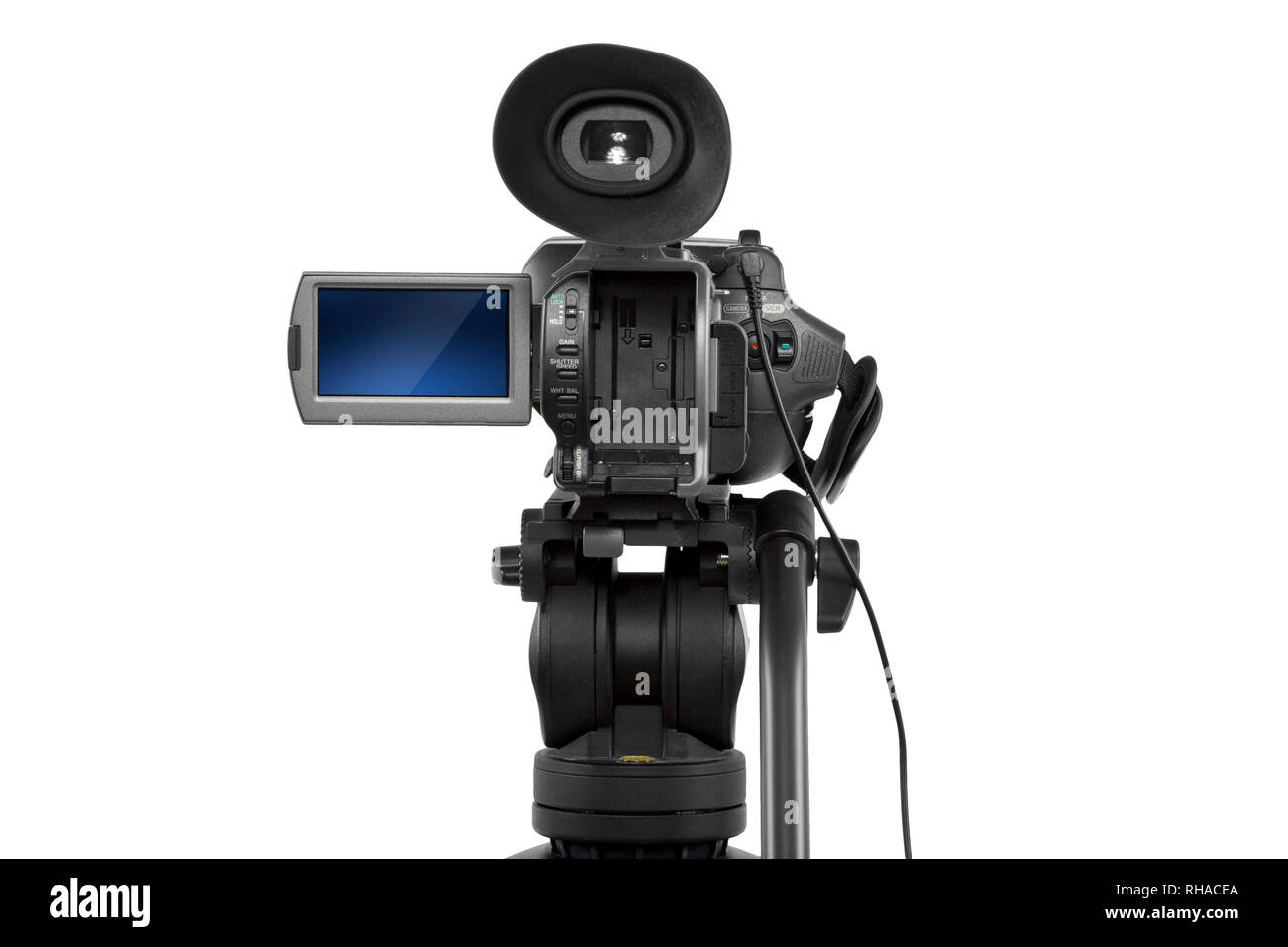 production camera on a tripod and isolated on white background Stock ...