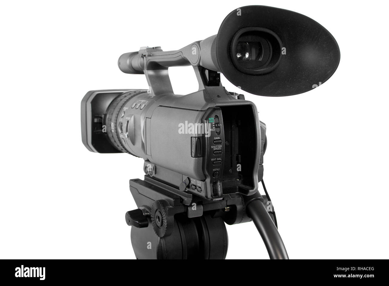 production camera on a tripod and isolated on white background Stock ...