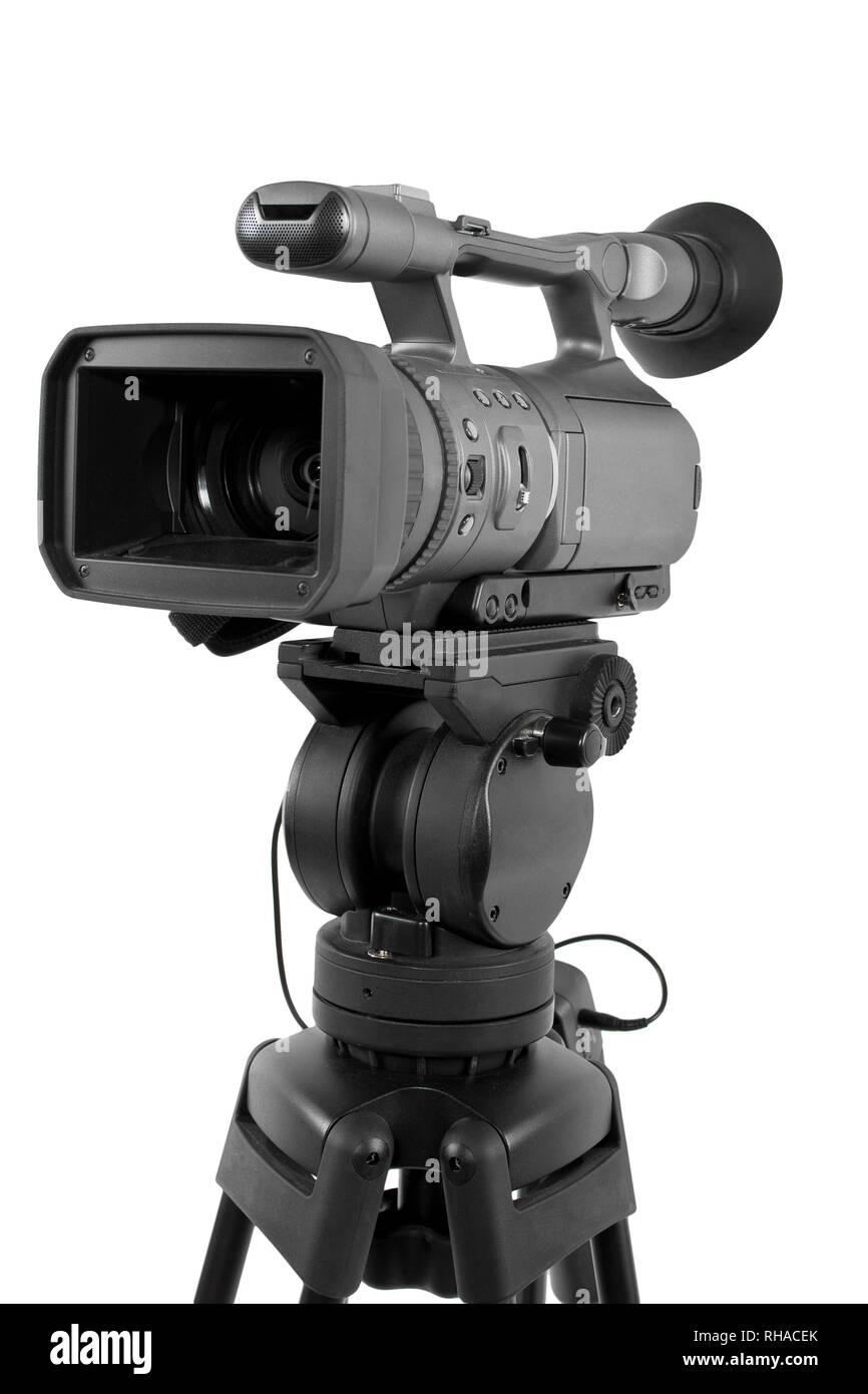production camera on a tripod and isolated on white background Stock ...
