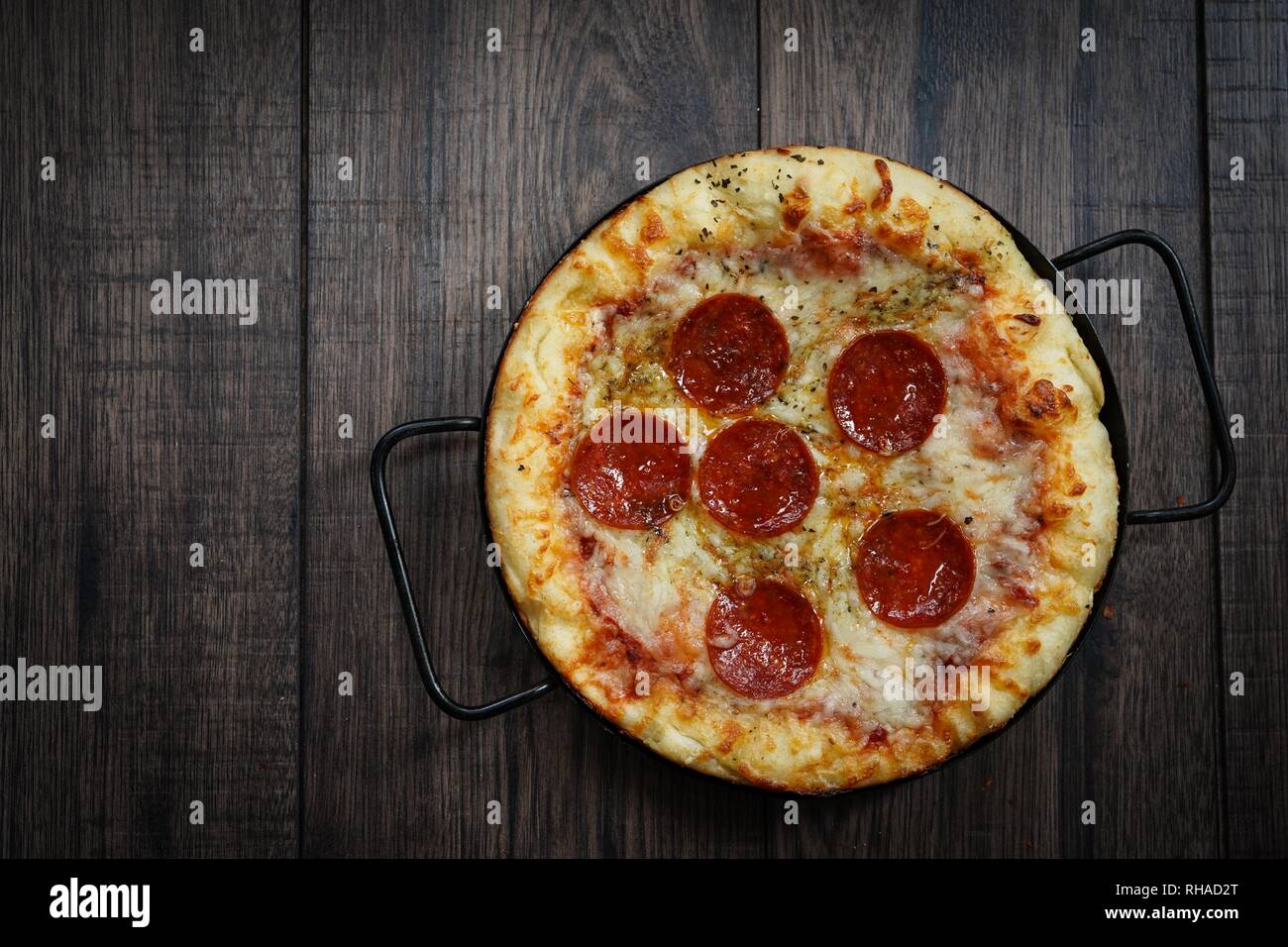 Homemade Pepperoni Pizza, Overhead view Stock Photo - Alamy