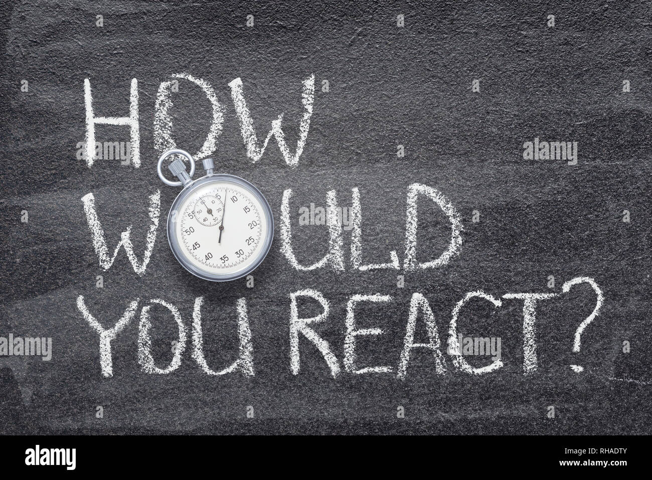 how would you react question written on chalkboard with vintage precise ...