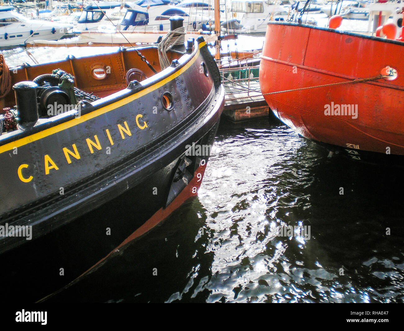 The Canning, tugboat exposed along the renovated docks, Swansea, South ...