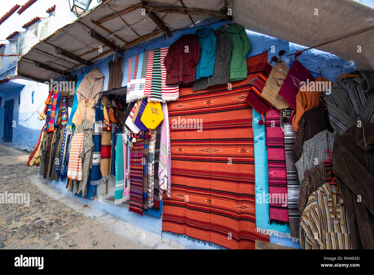 Traditional Colorful Moroccan carpets, scarves and shawls in ...