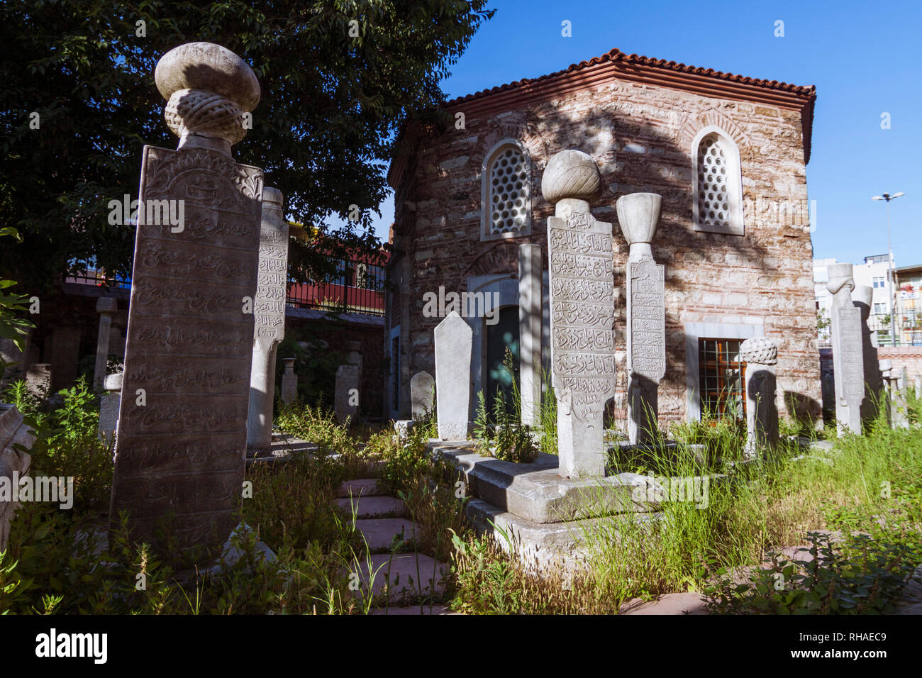Istanbul, Turkey : Tombstones at the cemetery of the Little Hagia ...