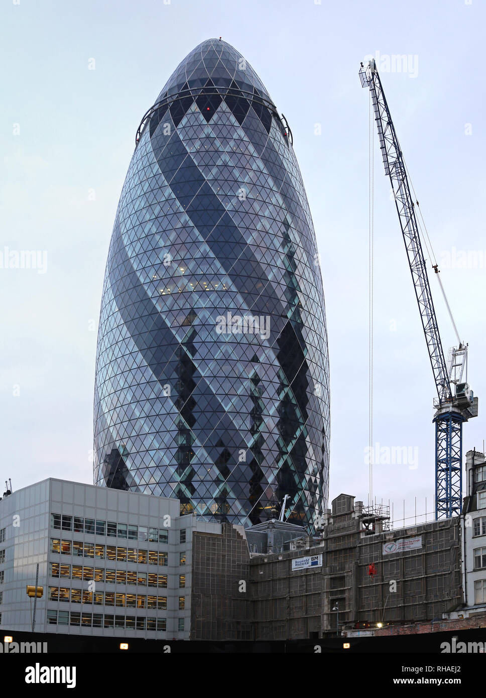 London, United Kingdom - November 23, 2013: Construction Behind 30 St ...