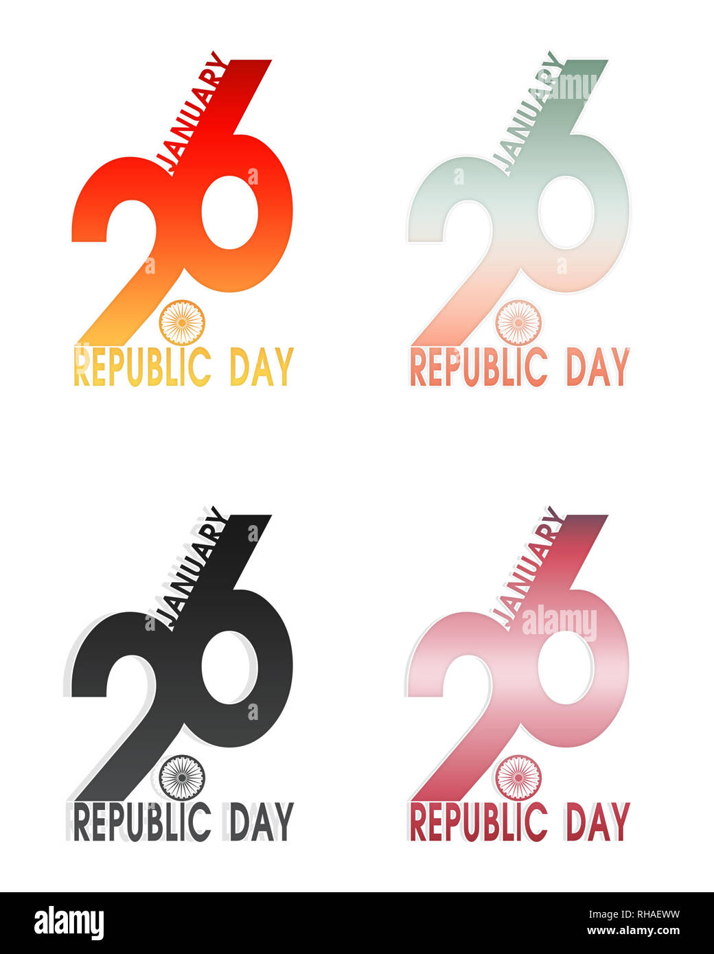 illustration of Republic day Lettering Design Set Stock Photo - Alamy
