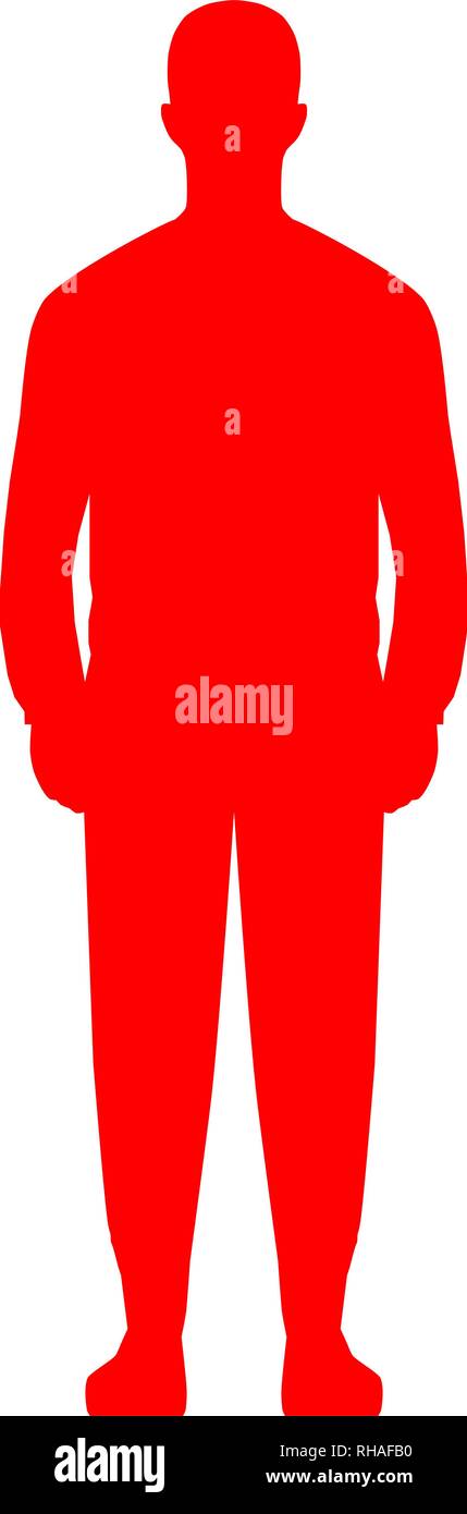 Man standing silhouette - red simple, isolated - vector illustration ...