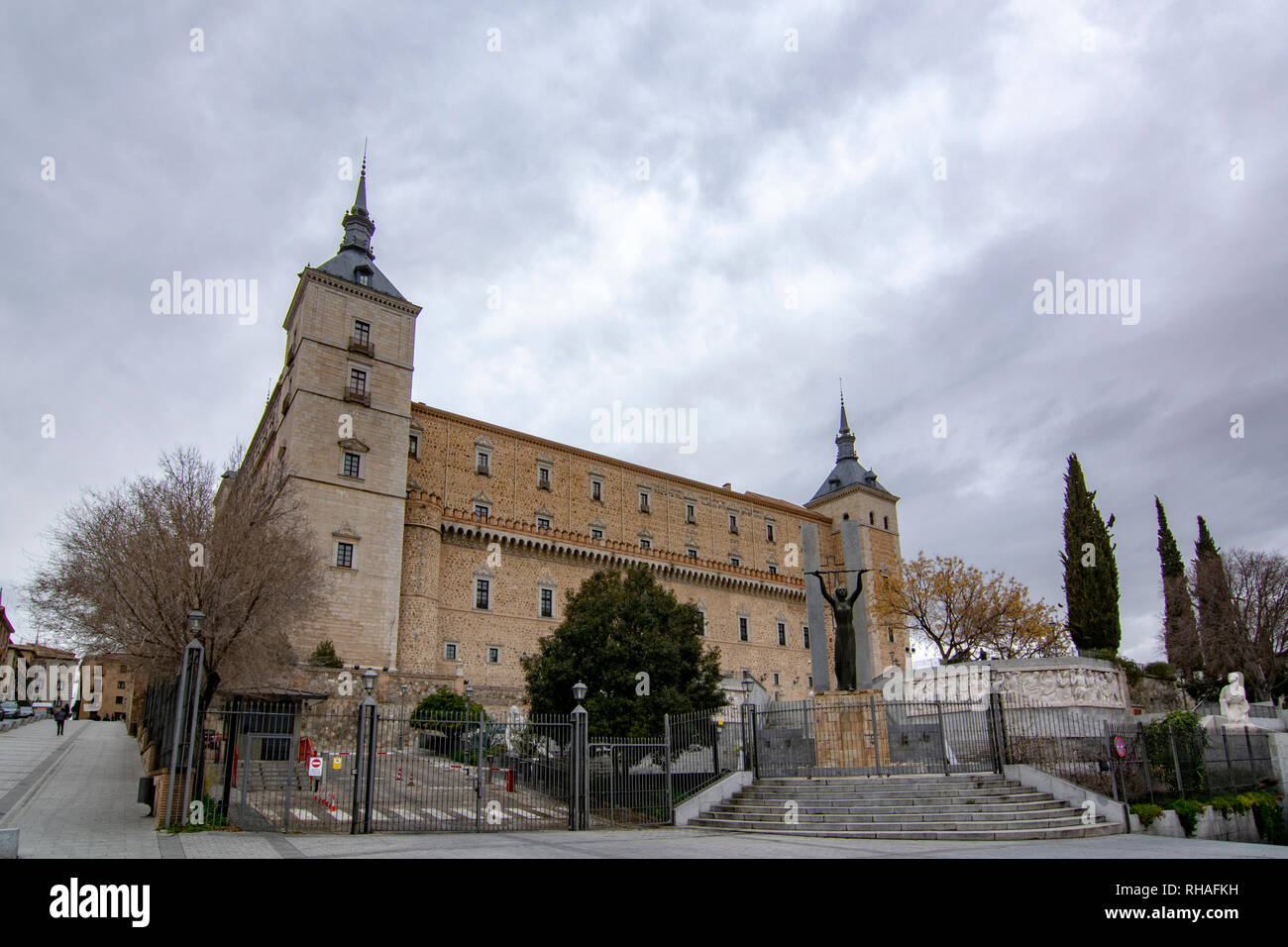 Toledo, Spain; February 2017: View of the Alcazar is one of the icons ...