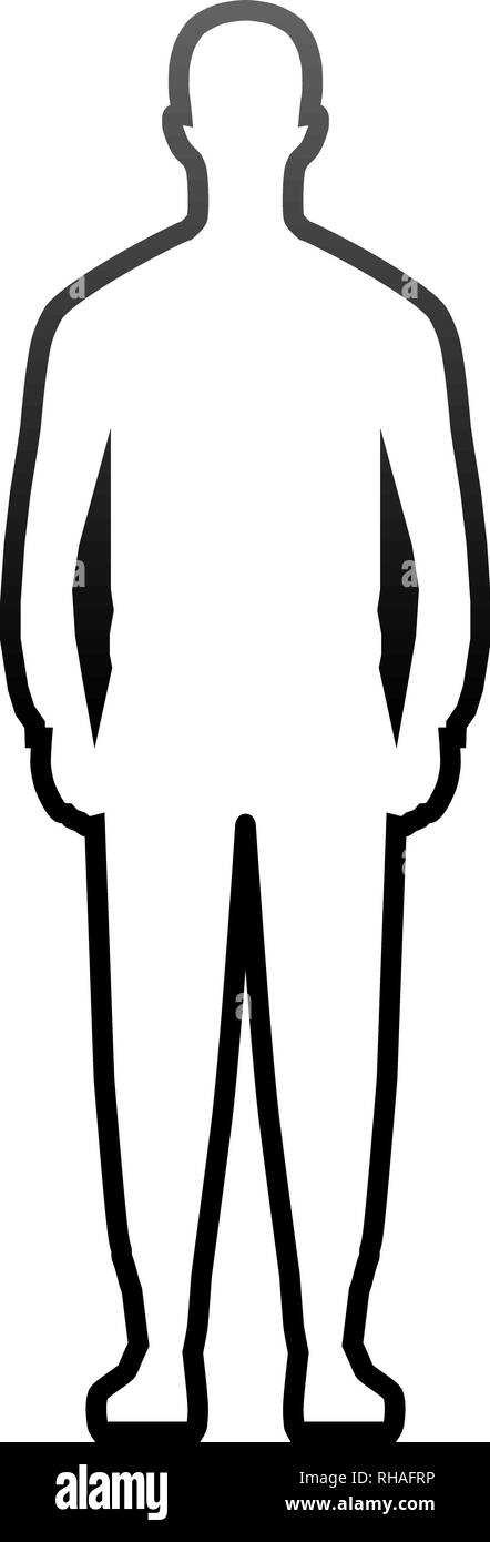 Man standing silhouette - black gradient outline, isolated - vector ...
