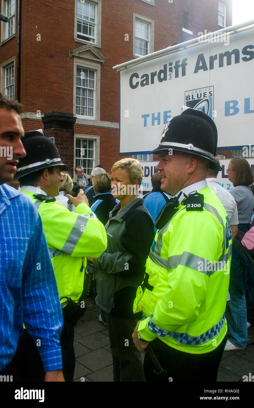 Police officers standing guard at Principality Stadium, Cardiff, Wales ...