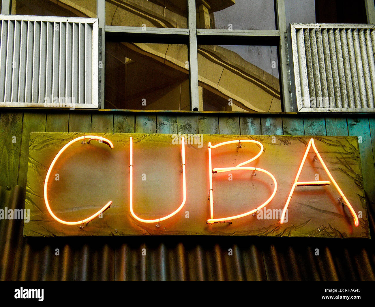 Cuban bar neon sign, Cardiff, Wales, United Kingdom Stock Photo - Alamy