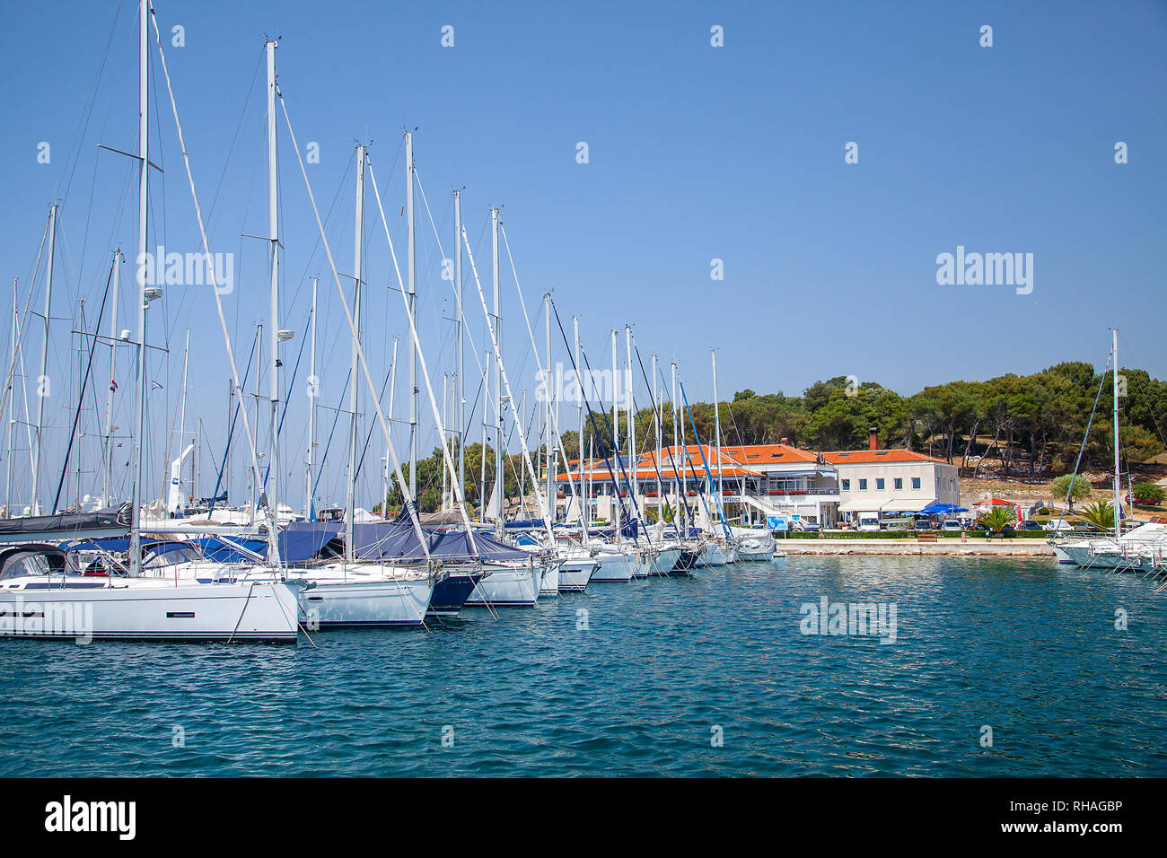 Sea vacation. View of the pier with yachts, Marina Port Porec Istrian ...