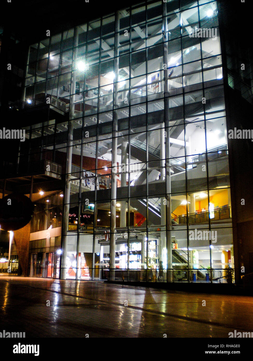 Colored effect on a modern building, Cardiff, Wales, United Kingdom ...