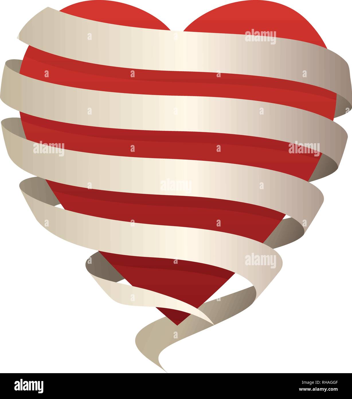 Beautiful romantic heart wrapped in a flowing banner, perfect for love ...