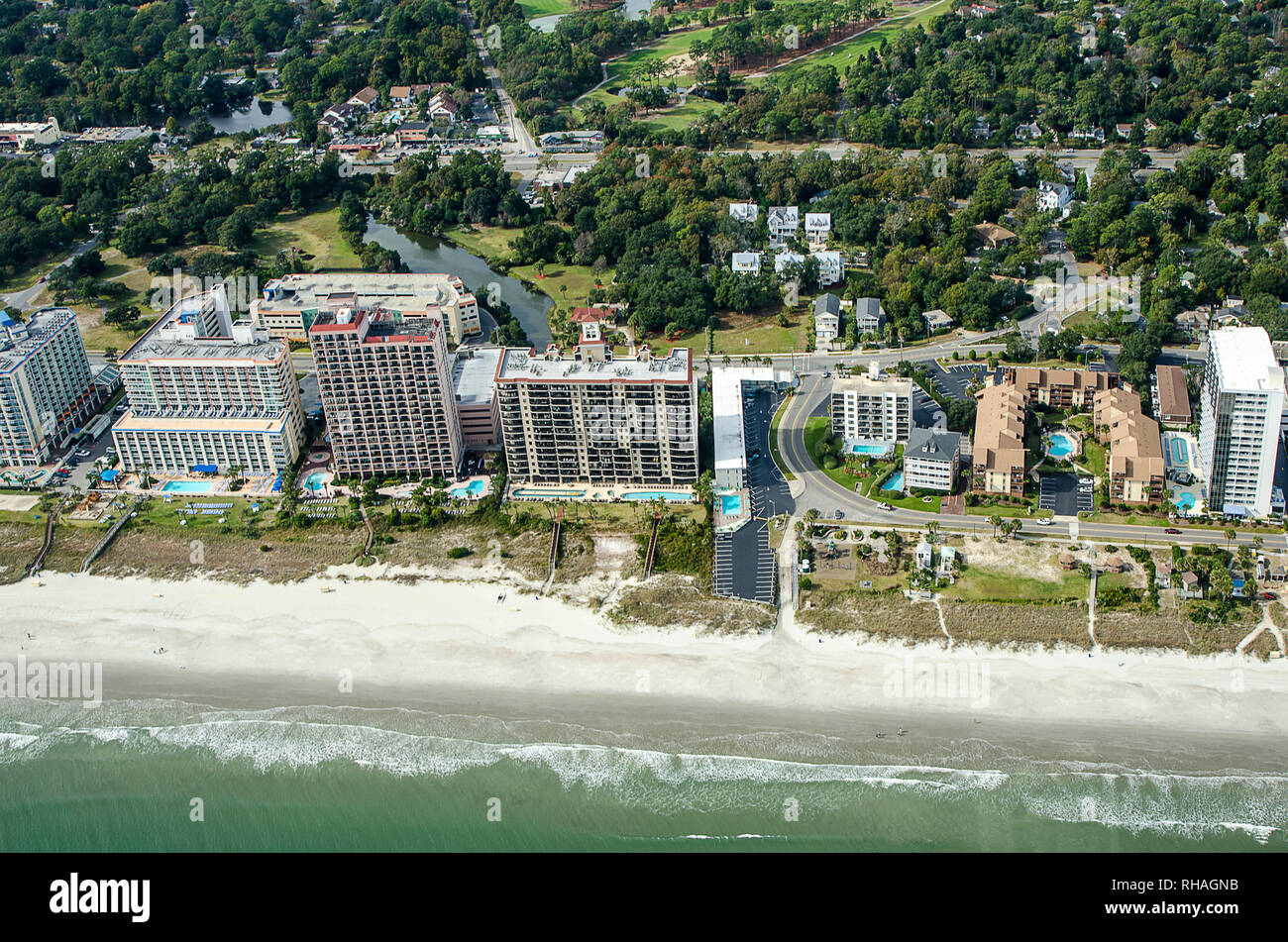 Aerial View of the Grand Strand of Myrtle Beach, South Carolina Stock ...