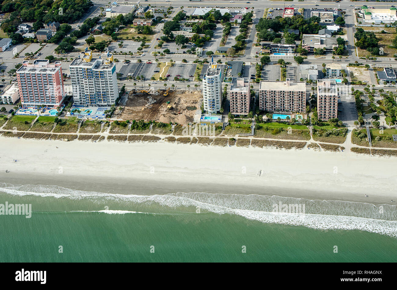 Aerial View of the Grand Strand of Myrtle Beach, South Carolina Stock ...