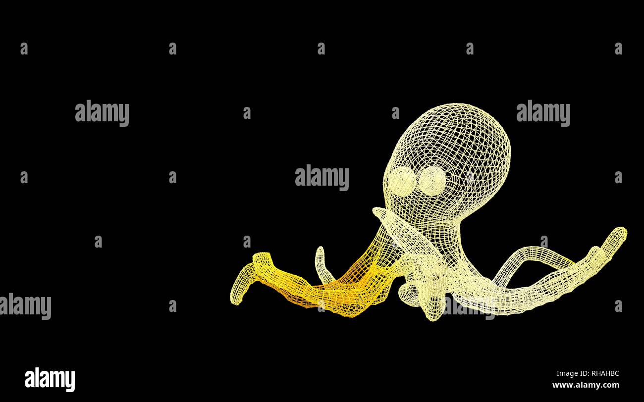 3d rendering of an animal wireframe isolated on a black background ...
