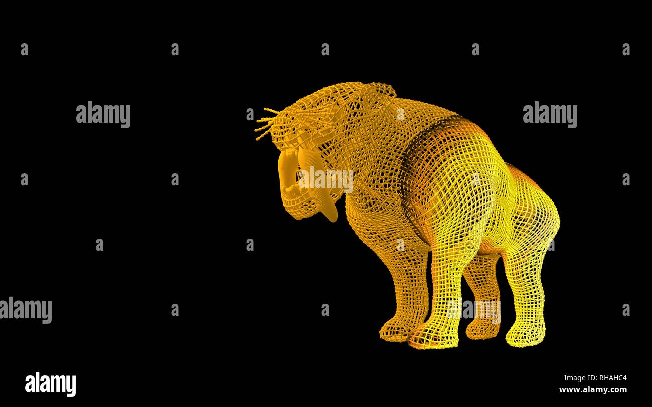 3d rendering of an animal wireframe isolated on a black background ...