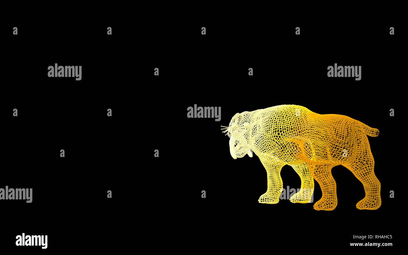 3d rendering of an animal wireframe isolated on a black background ...