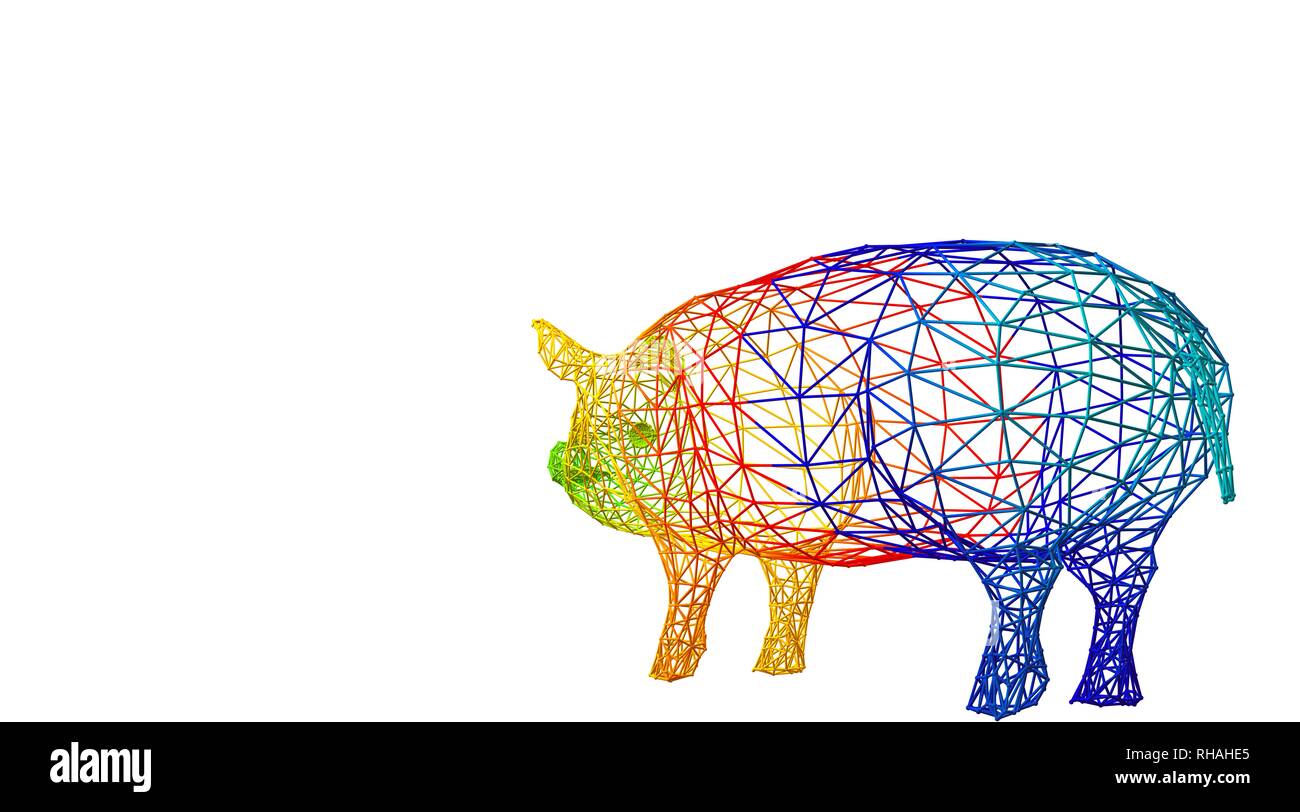 3d rendering of an outlined colorful rainbow animal on white Stock ...