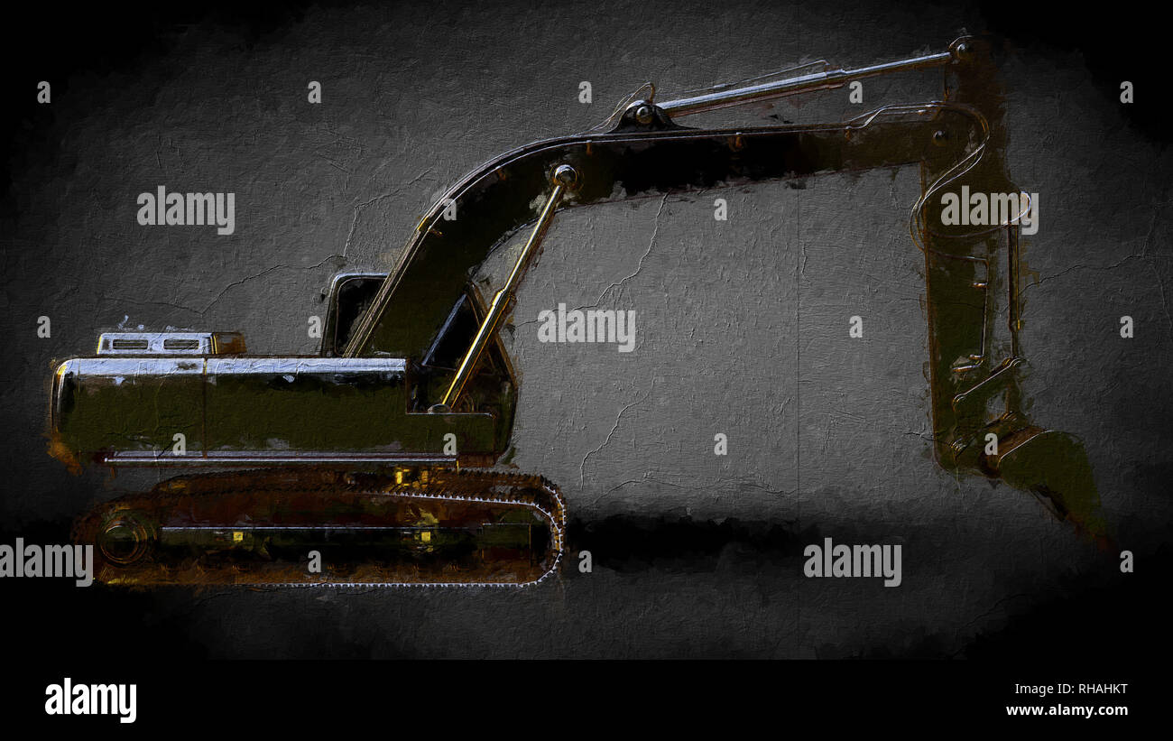 3d rendering of a golden digger on a dark background Stock Photo - Alamy