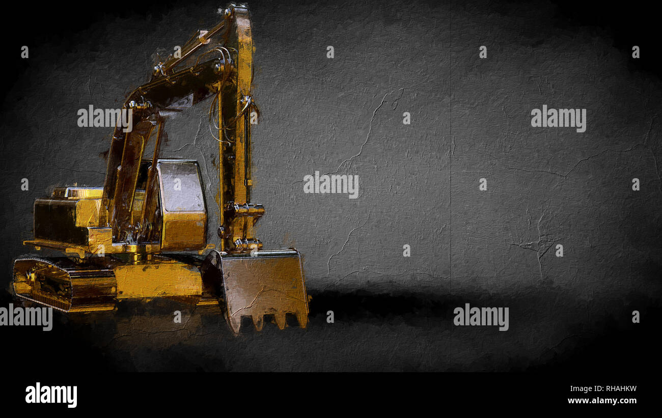 3d rendering of a golden digger on a dark background Stock Photo - Alamy