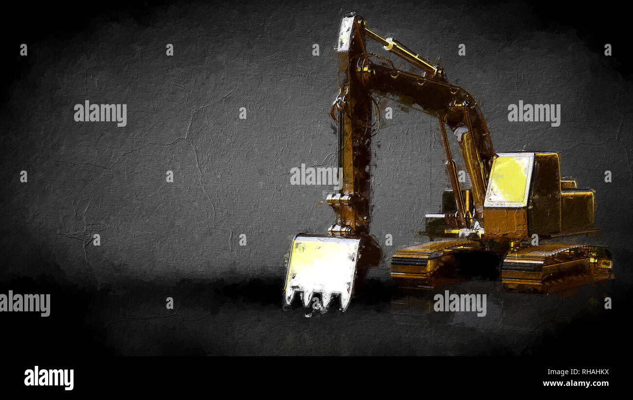 3d rendering of a golden digger on a dark background Stock Photo - Alamy