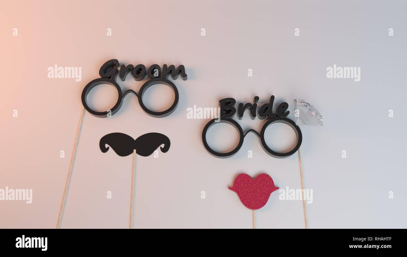 3d rendering of a photo booth wedding celebration design inside a white ...