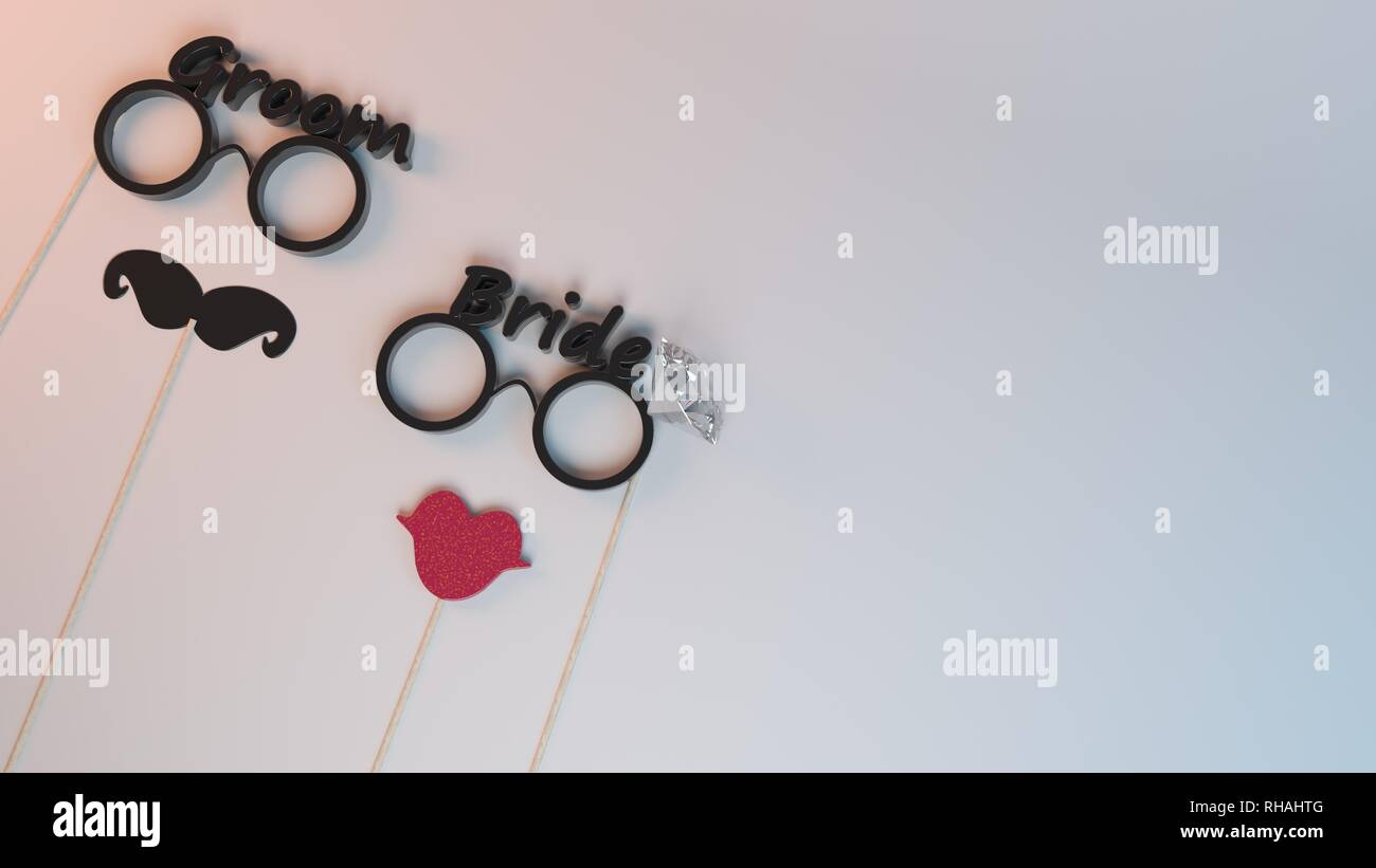 3d rendering of a photo booth wedding celebration design inside a white ...