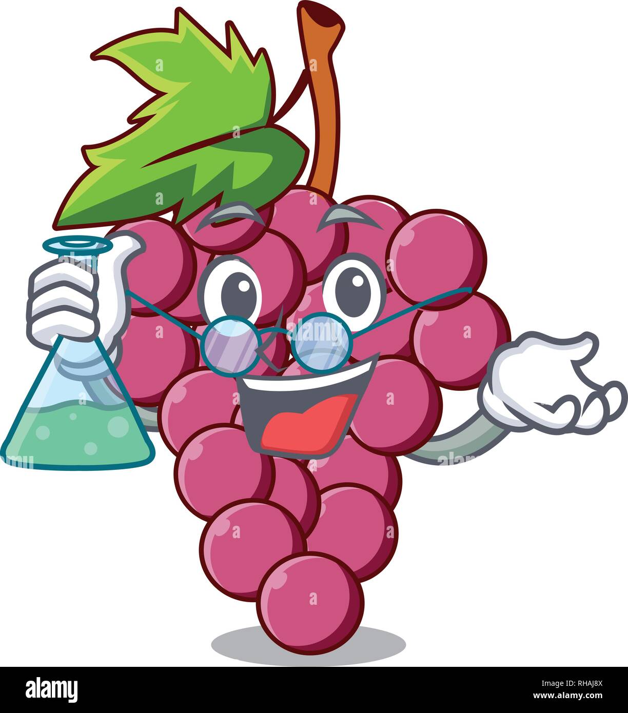 Professor red grapes fruit isolated in character Stock Vector Image ...