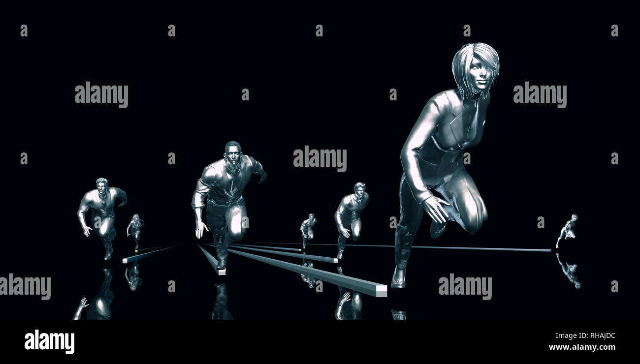 Determination and Determined Team Running a Race Stock Photo - Alamy