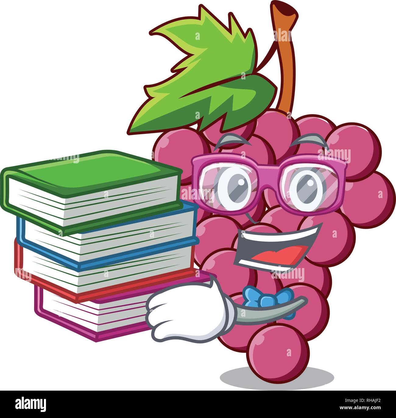 Student with book red grapes fruit in cartoon basket Stock Vector Image ...