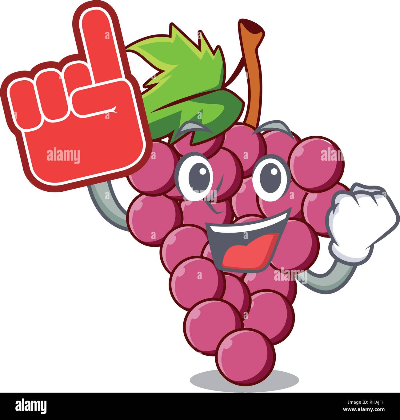 Foam finger red grapes fruit in cartoon basket Stock Vector Image & Art ...