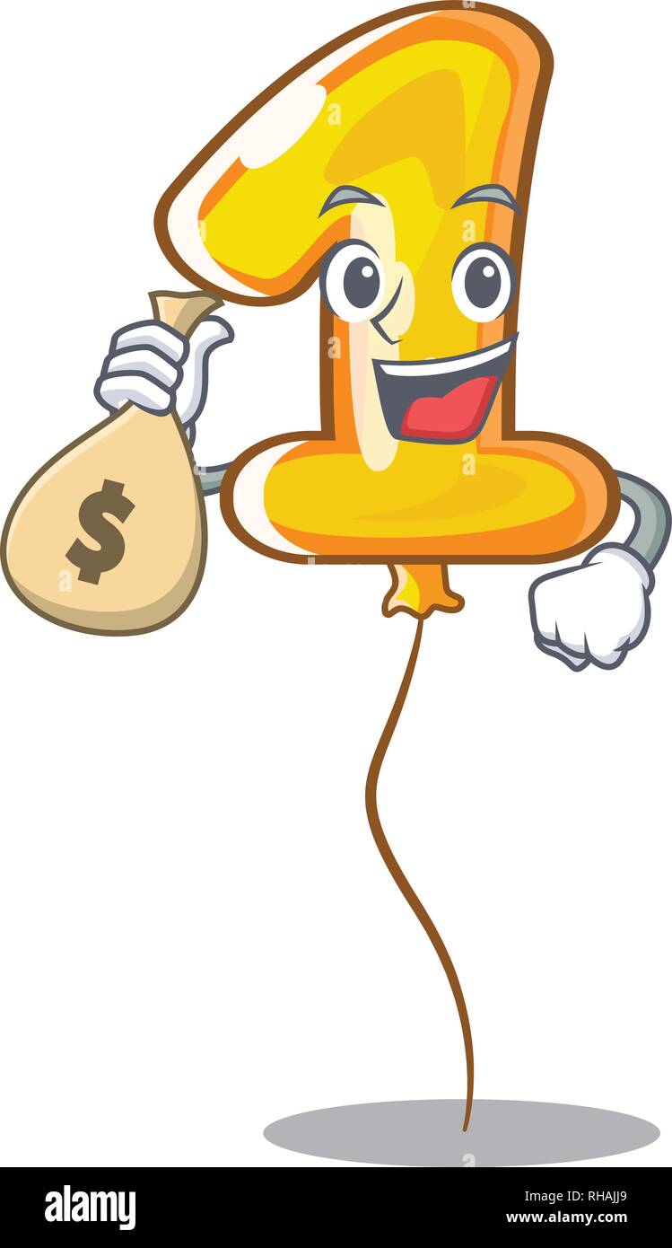 With money bag number one balloon in cartoon shape Stock Vector Image ...
