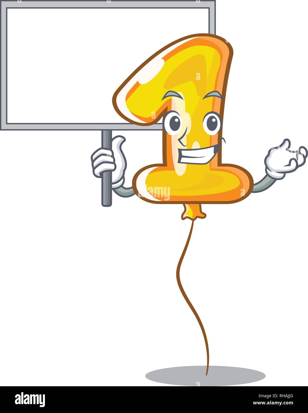 Bring board number one balloon in cartoon shape Stock Vector Image ...
