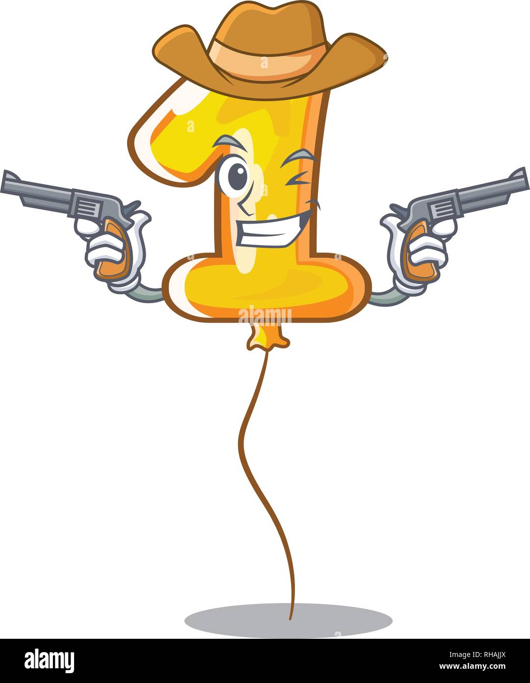 Cowboy number one balloon in cartoon shape Stock Vector Image & Art - Alamy