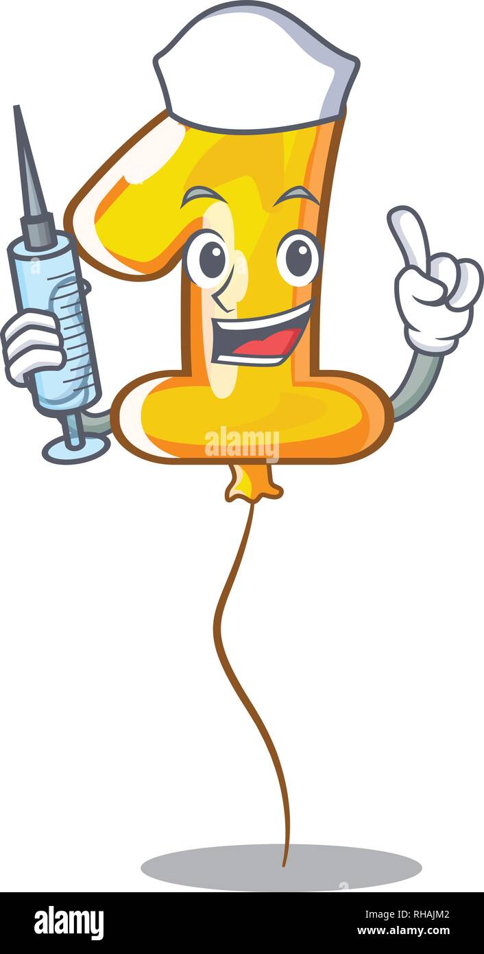 Nurse number one balloon isolated in mascot Stock Vector Image & Art ...