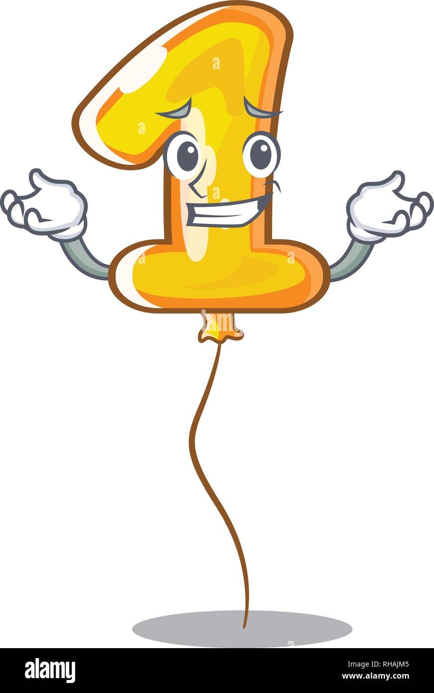 Grinning number one balloon isolated in mascot Stock Vector Image & Art ...