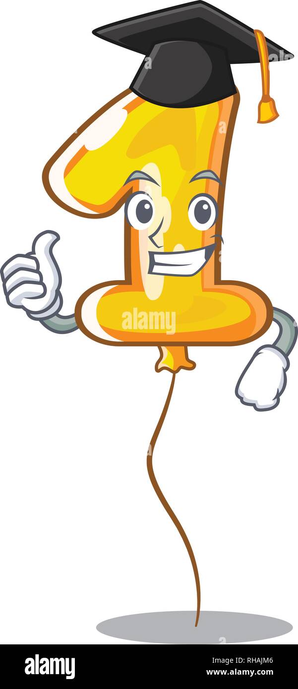 Graduation number one balloon isolated in mascot Stock Vector Image ...