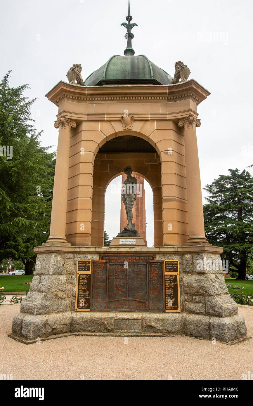 Boer war memorial in Carillon park in Bathurst city centre,New South ...