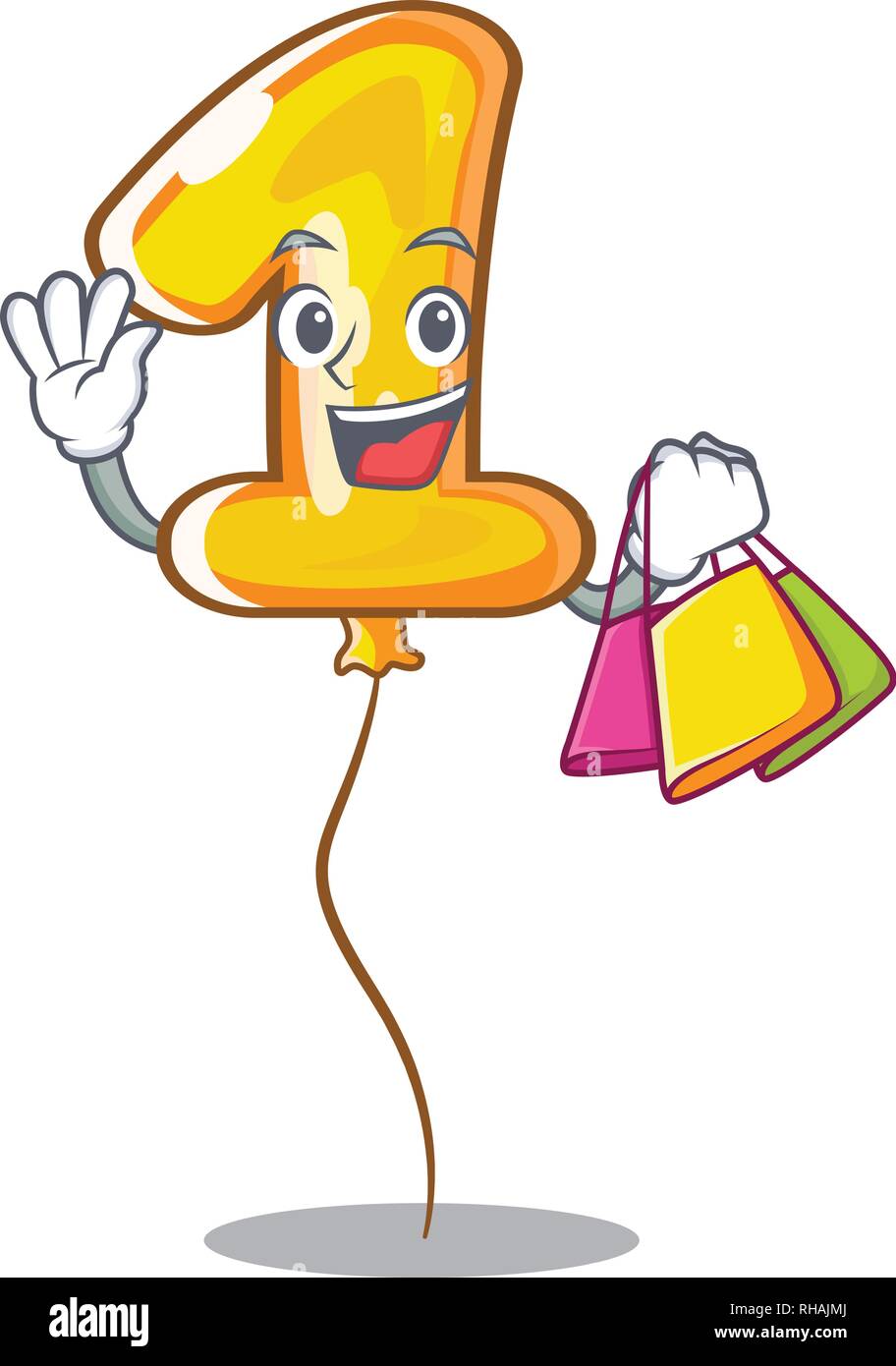 Shopping number one balloon isolated in mascot Stock Vector Image & Art ...