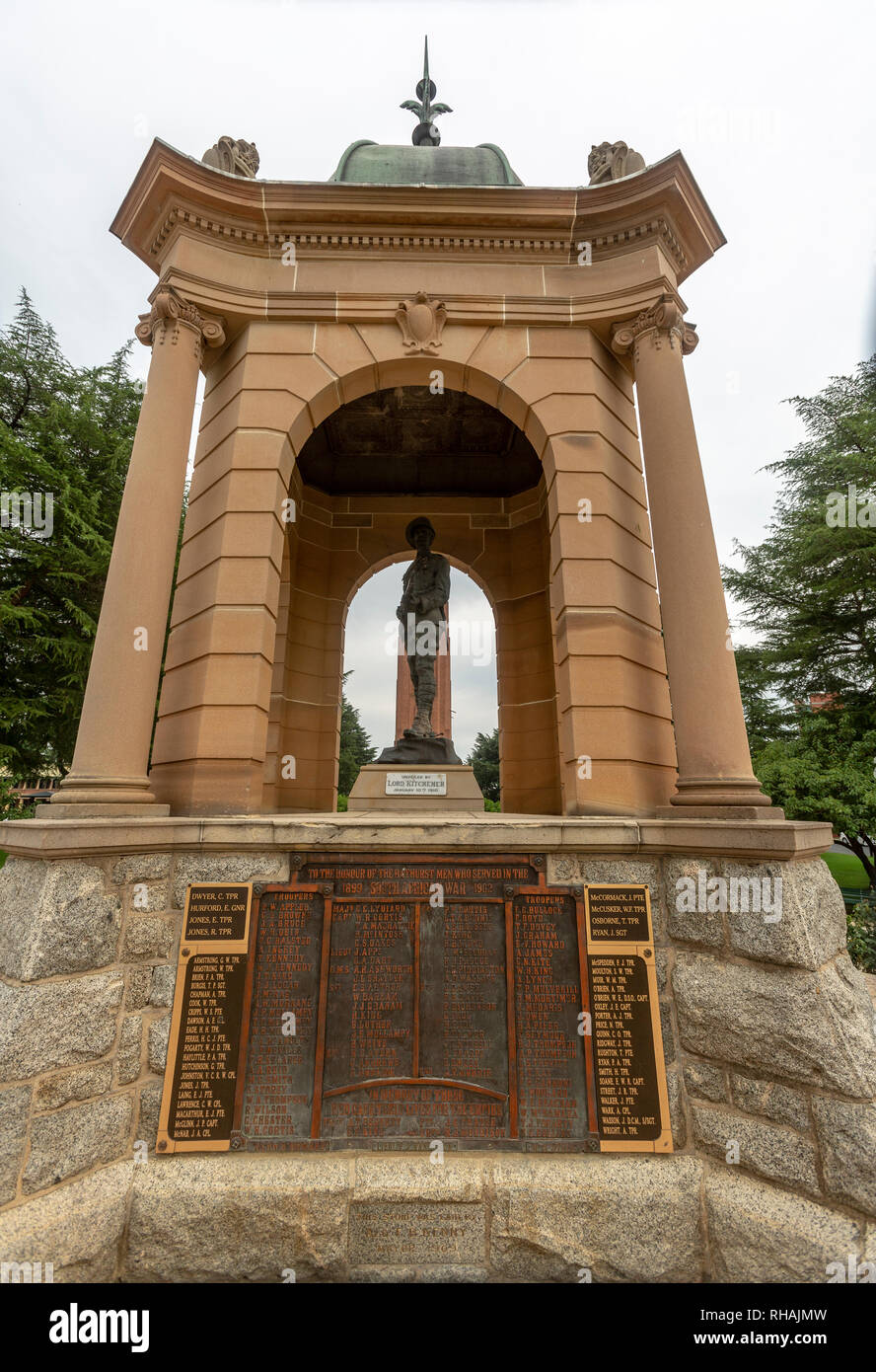 Boer war memorial in Carillon park in Bathurst city centre,New South ...