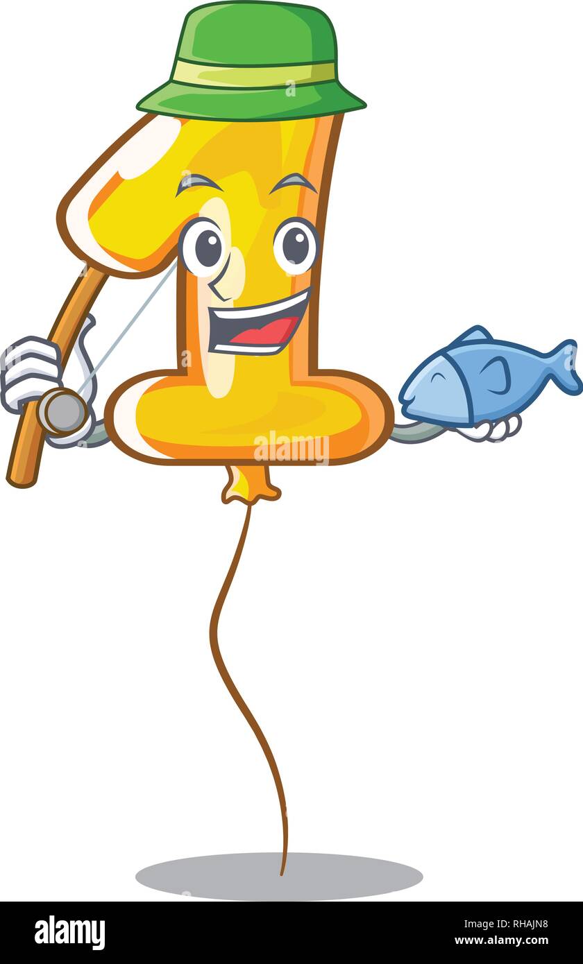 Fishing balloon number one above character wall Stock Vector Image ...