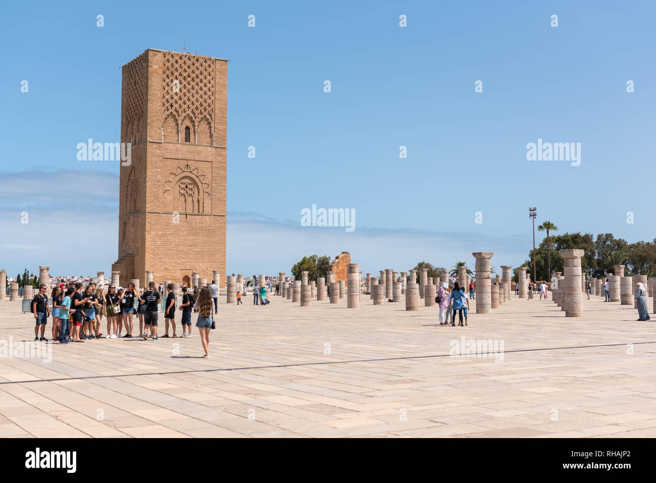 Tour Hassan, Rabat, Morocco with visitors and tourists Stock Photo - Alamy