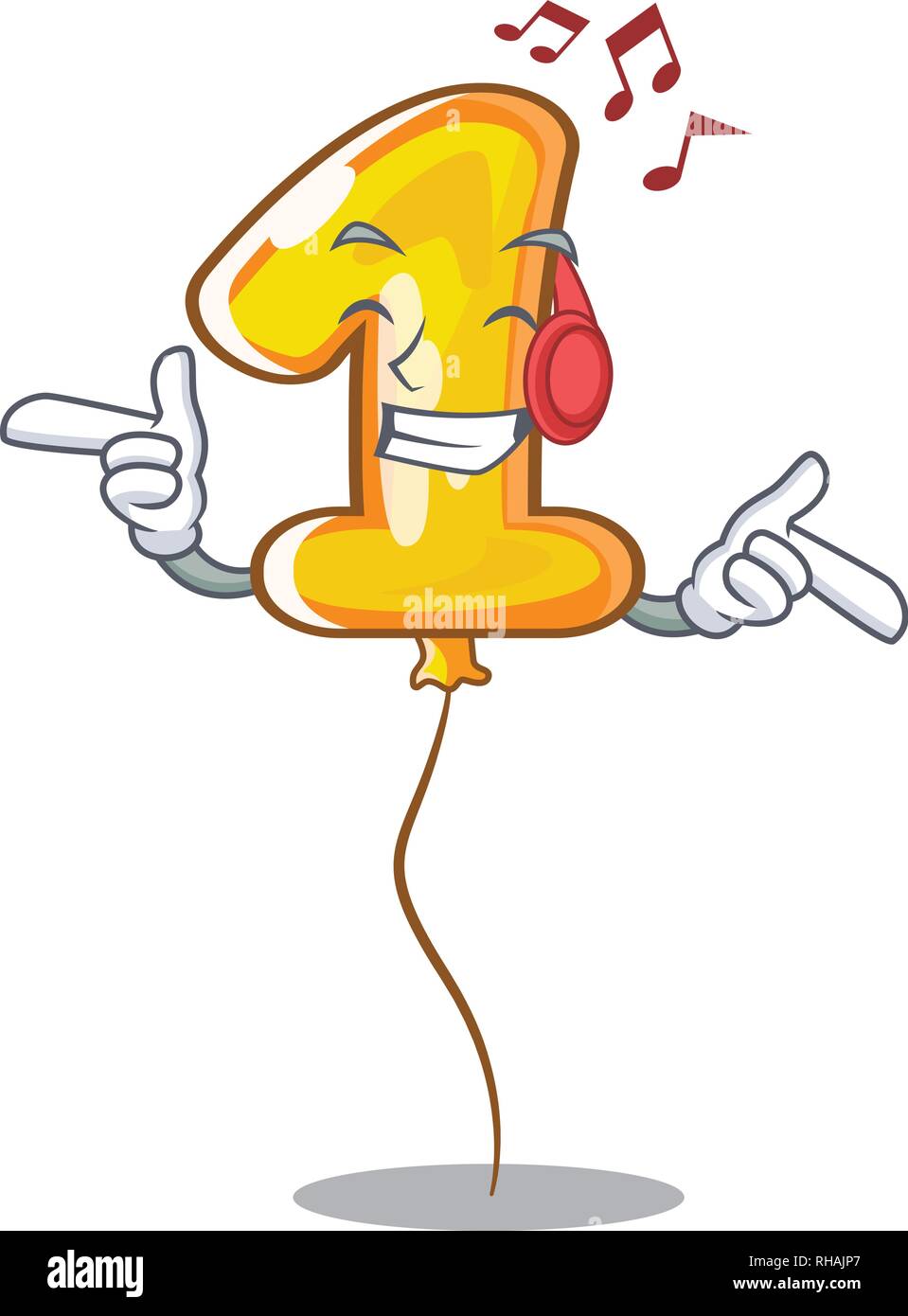 Listening music balloon number one above character wall Stock Vector ...