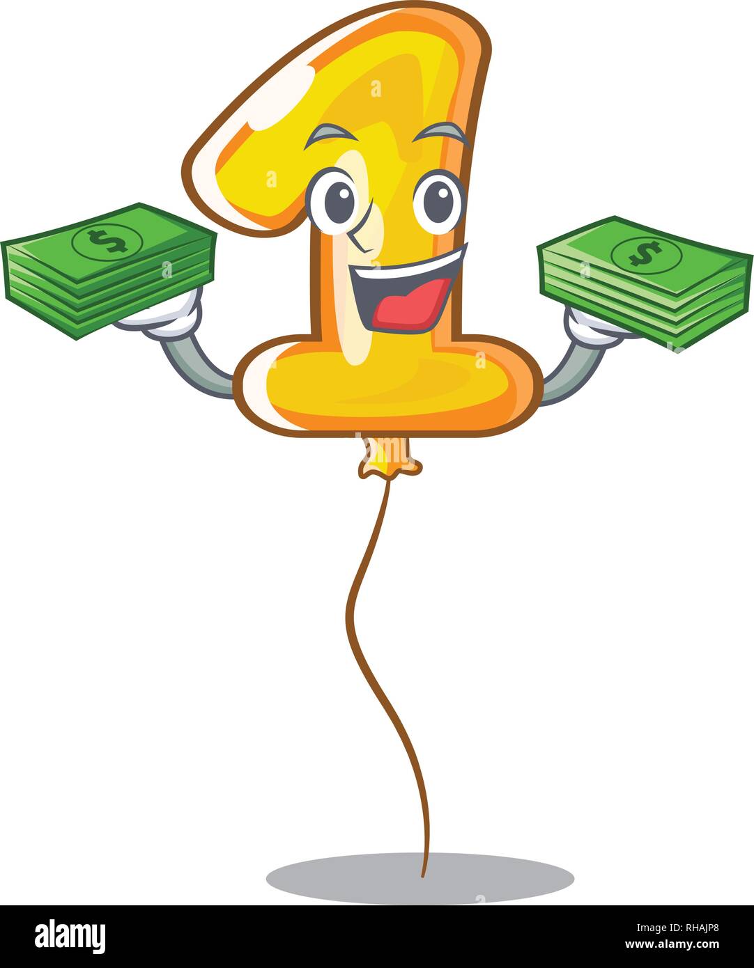 With money bag balloon number one above character wall Stock Vector ...