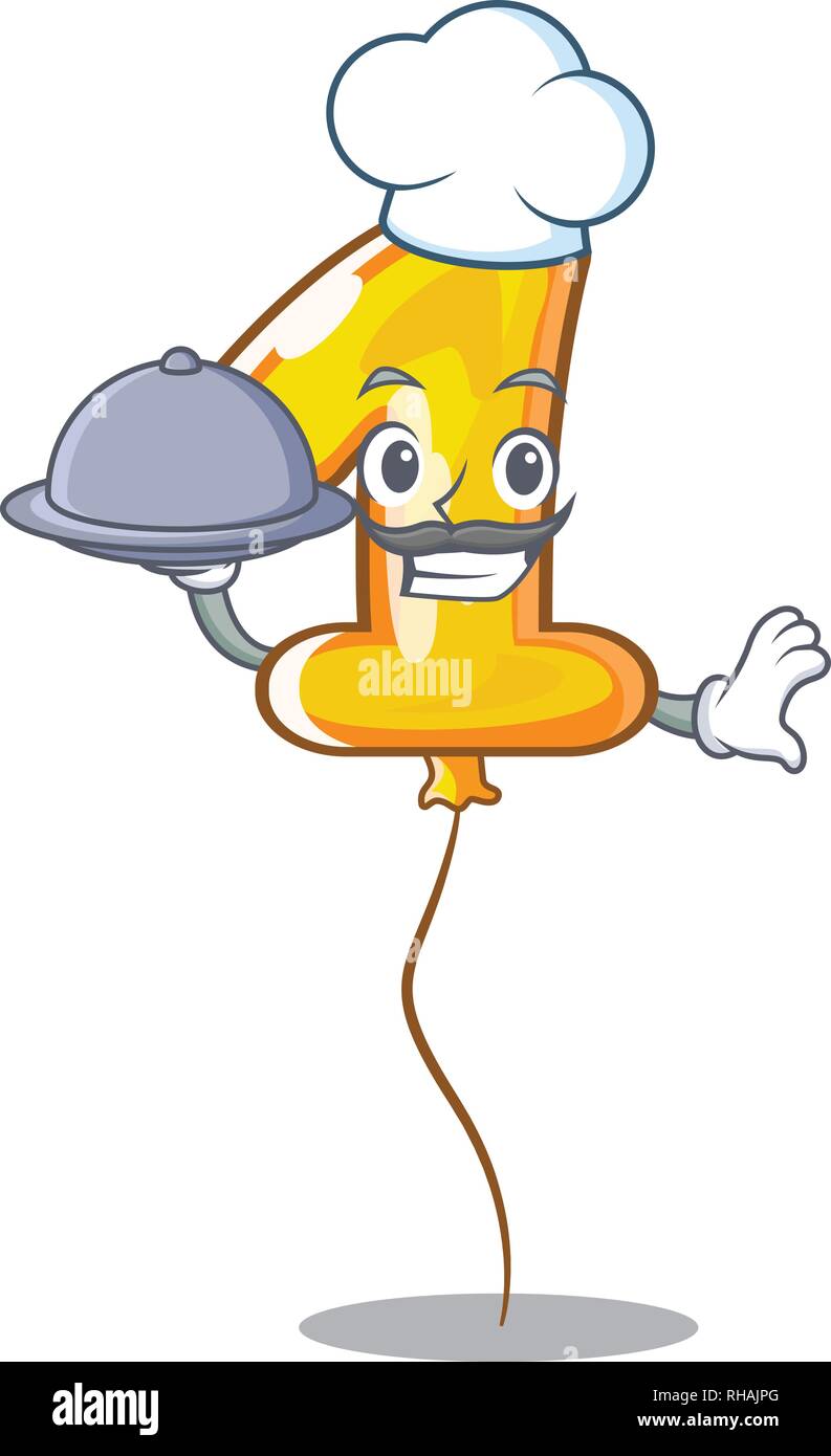 Chef with food balloon number one above character wall Stock Vector ...